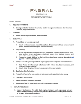 Specification Documents - Fabral